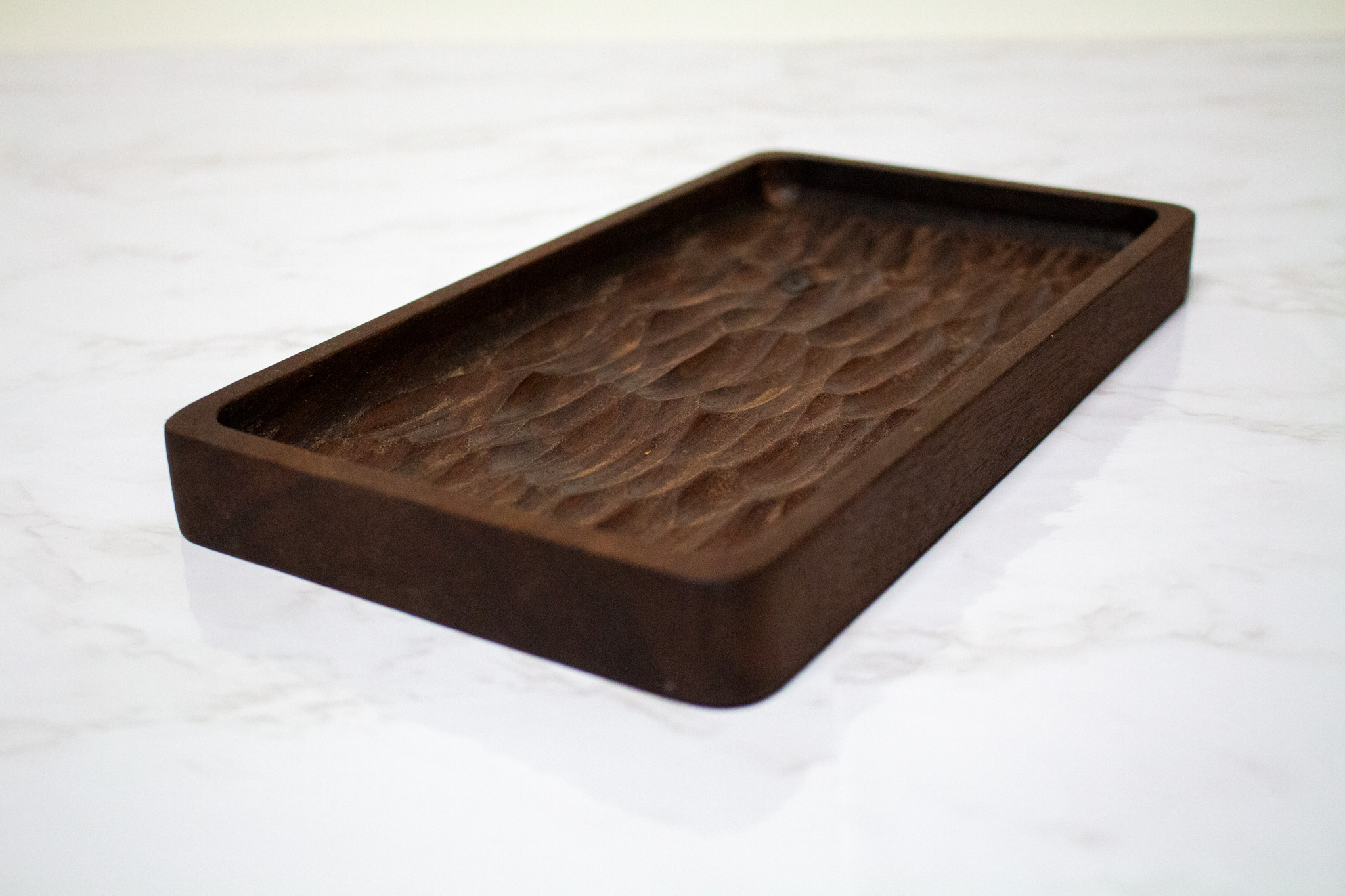 Walnut Textured Rectangle Tray
